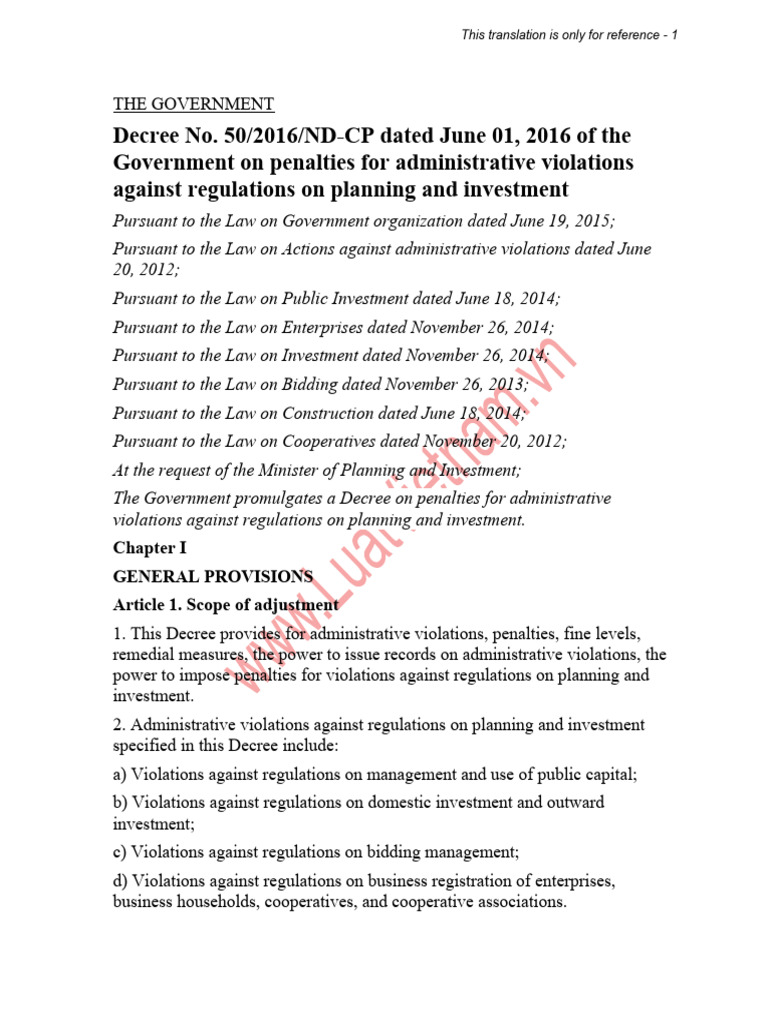 Decree 50 2016 ND CP | PDF | Feasibility Study | Request For Proposal