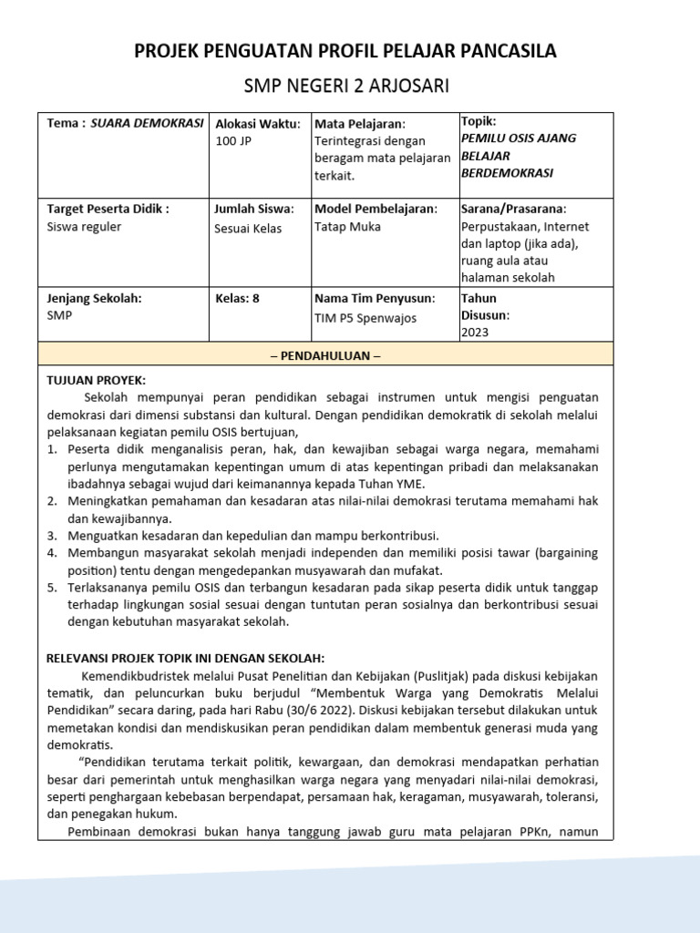 Projek Penguatan Profil Pelajar Pancasila | PDF