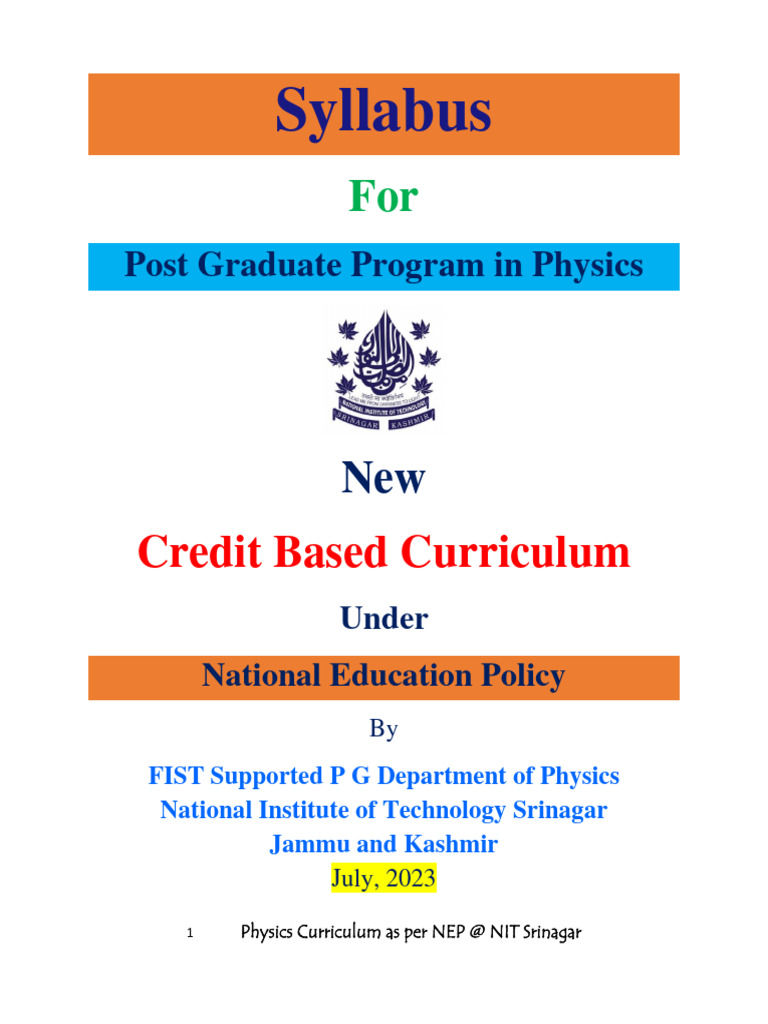 M SC Physics Syllabus 29th July 23 (3rd Anniversary of NEP) | PDF ...