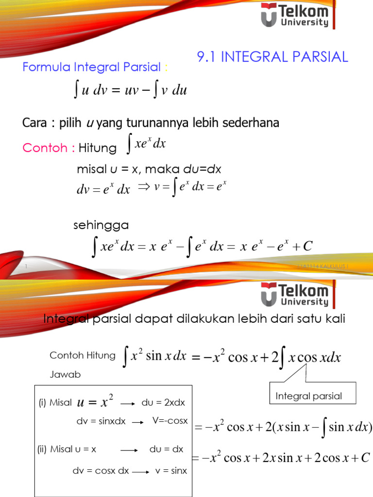 (Sub Pokok Bahasan 1) Integral Parsial Dan Integral Fungsi Trigonometri ...