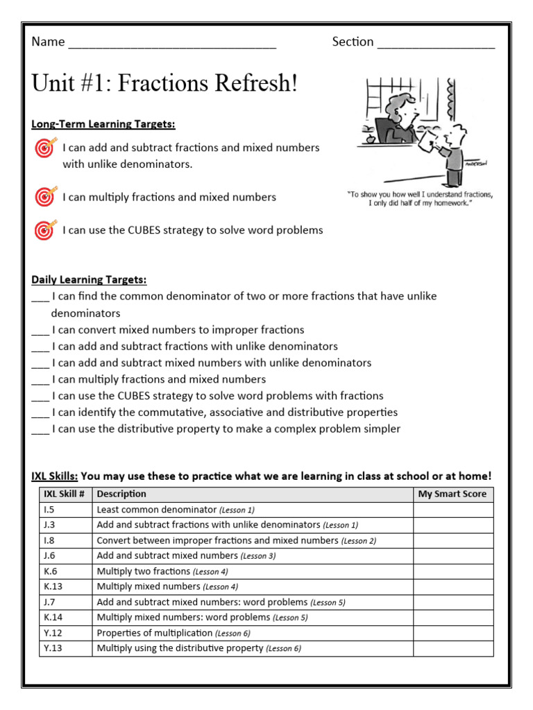 FractionsFullUnitPacket 1 | PDF | Algebra | Mathematics