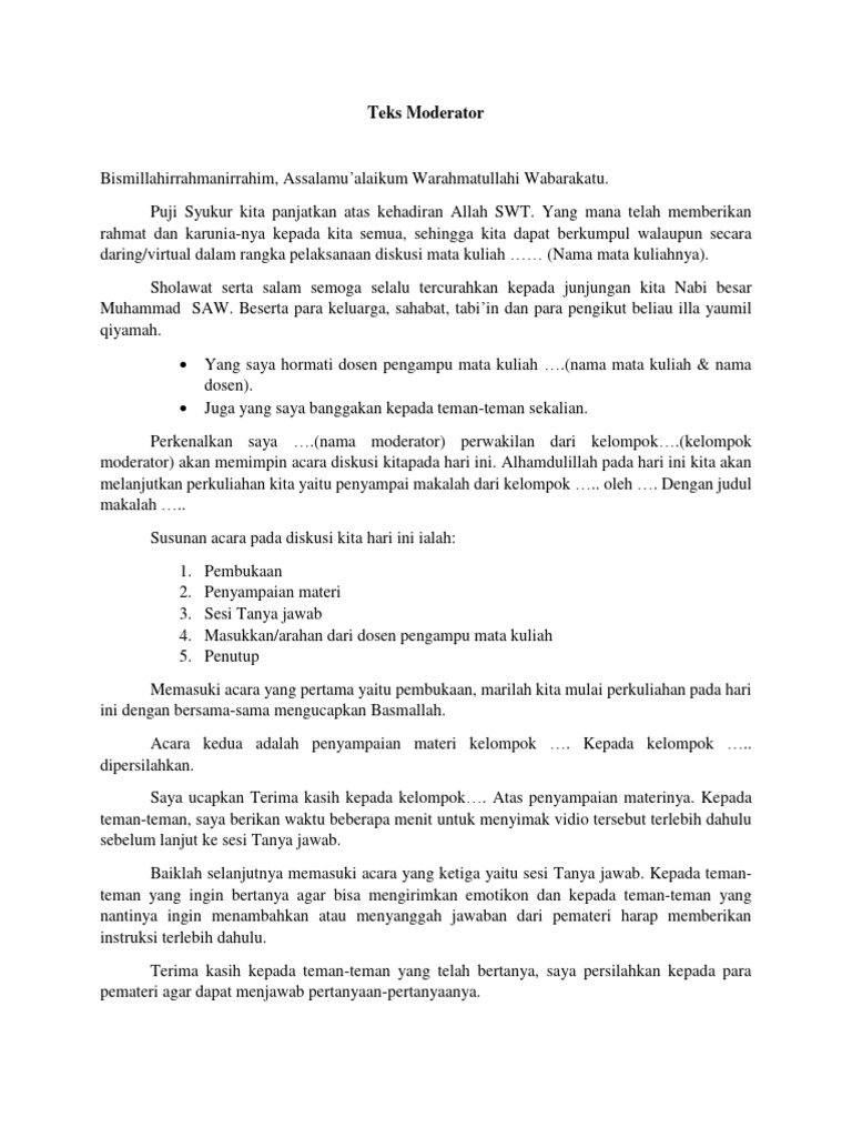 Teks Moderator | PDF | Karier & Perkembangan