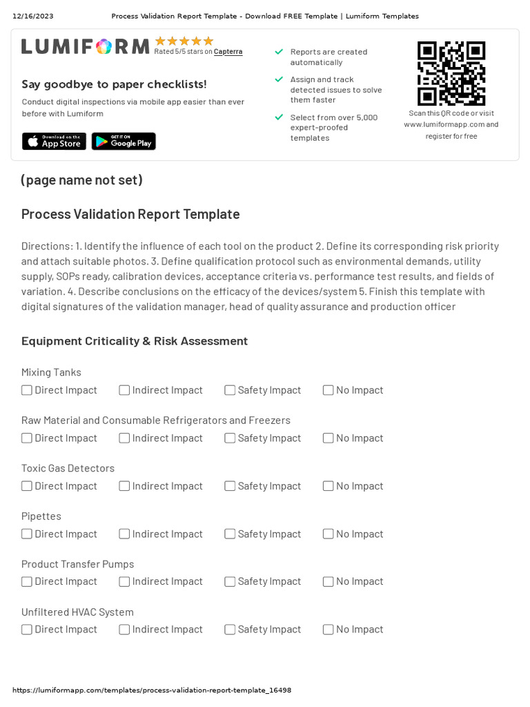 Process Validation Report Template Pdf Refrigerator Calibration