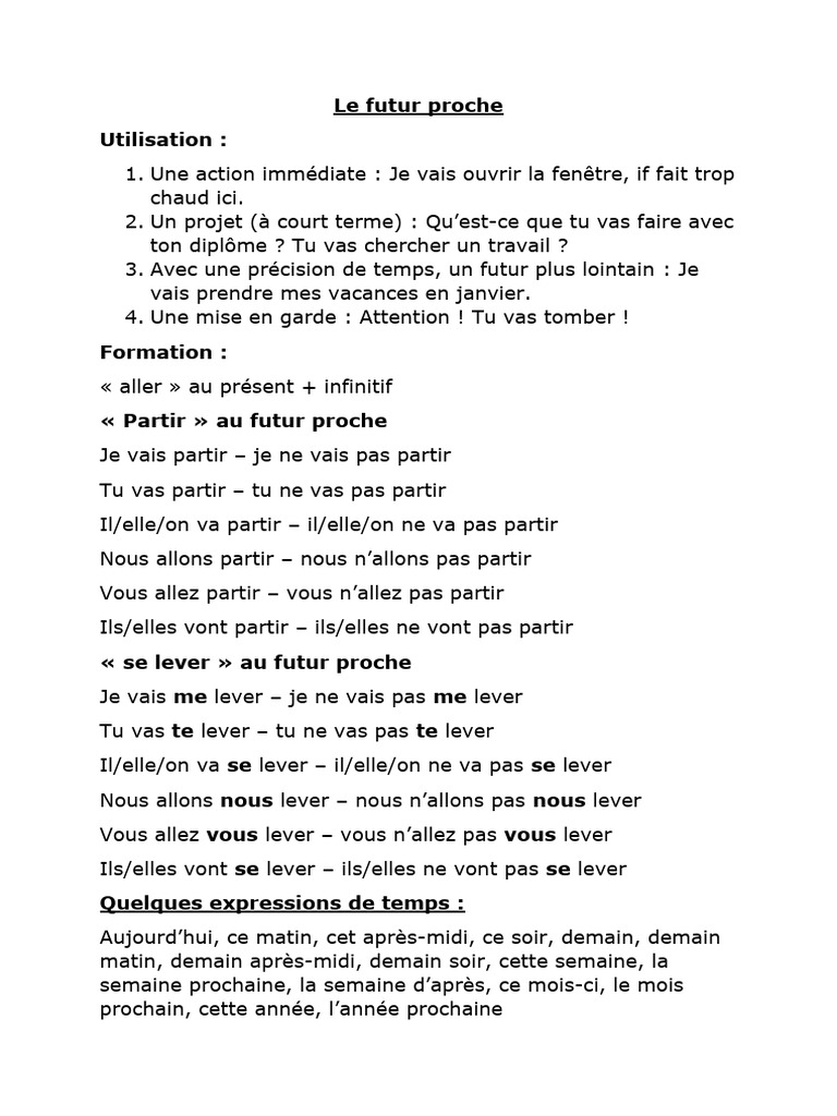Formation au Futur Proche en Français | PDF | Arts du langage et discipline