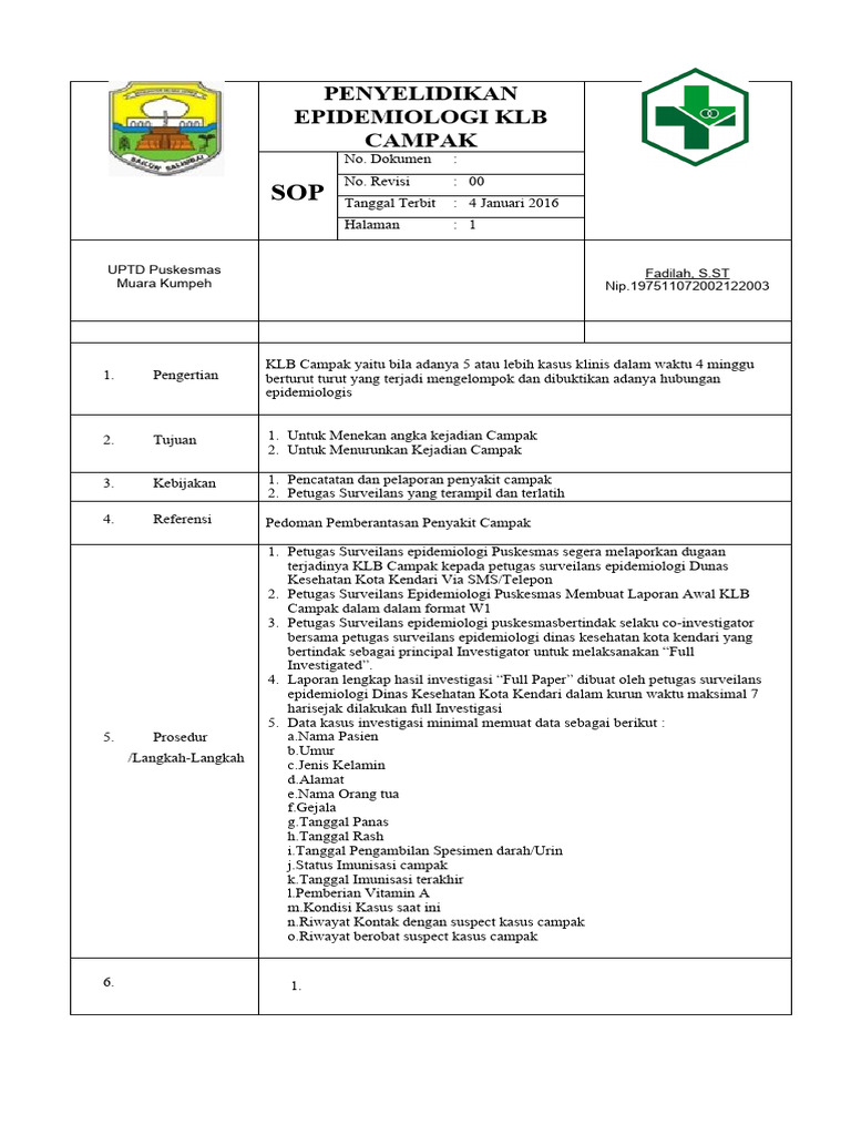 Prosedur Penanganan KLB Campak | PDF