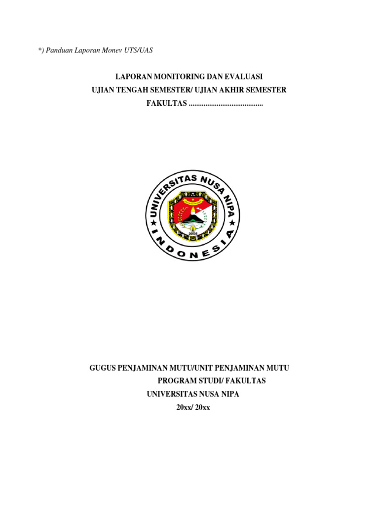 Panduan Laporan Monev UTS fix | PDF