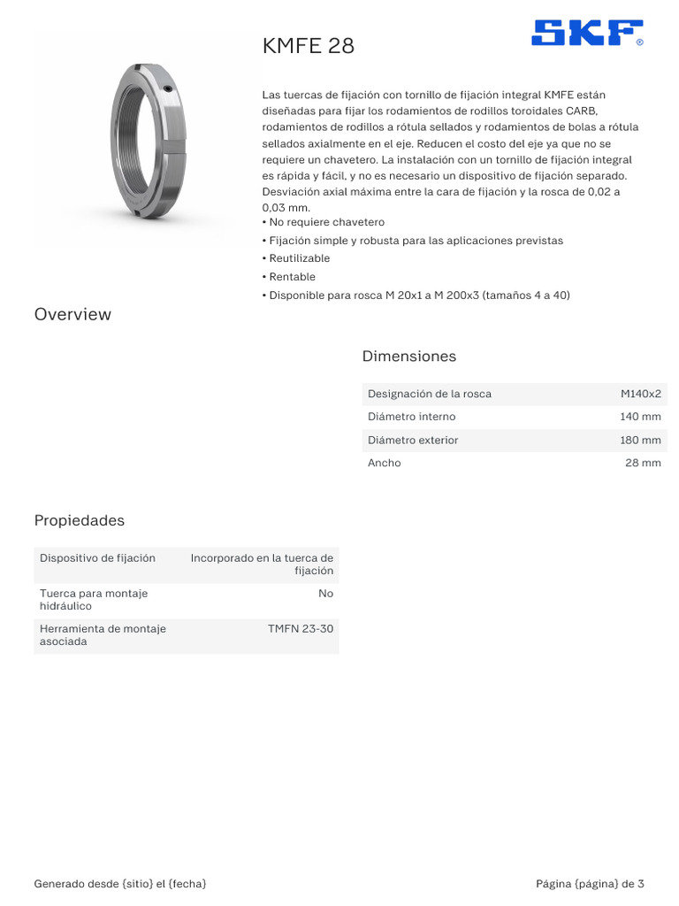 SKF KMFE 28 Specification | PDF | Red mundial | Internet y web