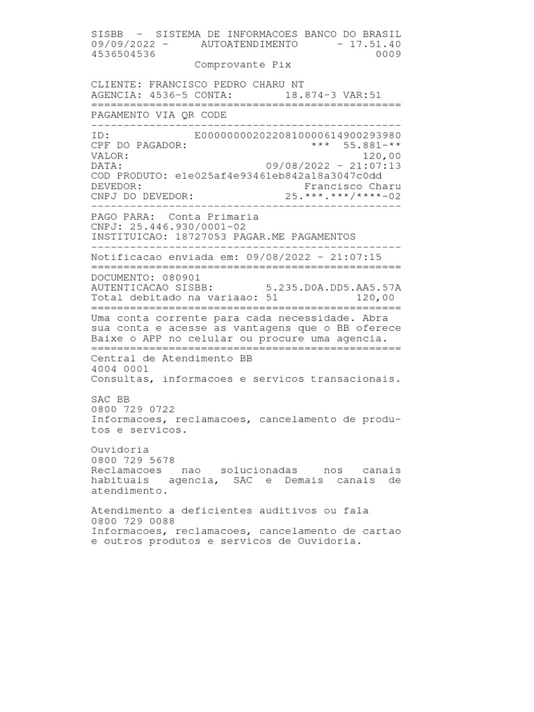 Comprovante 09-09-2022 175258 | PDF Comprovante 09-09-2022 175258 | PDF