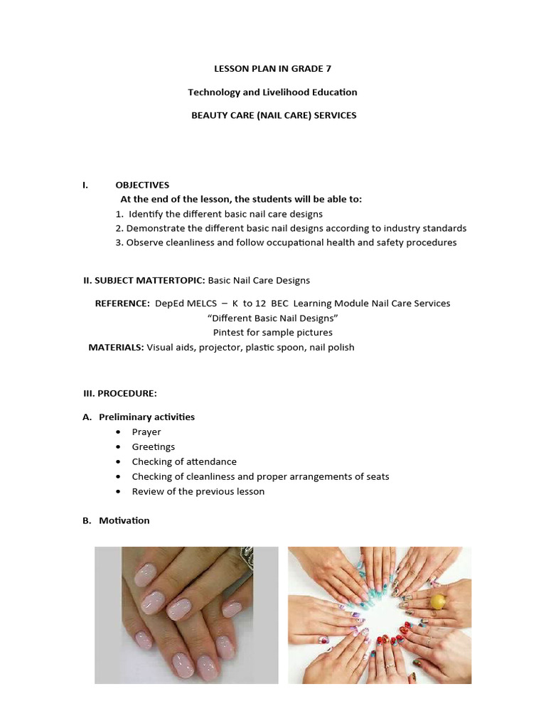 Lesson Plan in Grade 7 | PDF | Nail (Anatomy) | Lesson Plan Lesson Plan in Grade 7 | PDF | Nail (Anatomy) | Lesson Plan