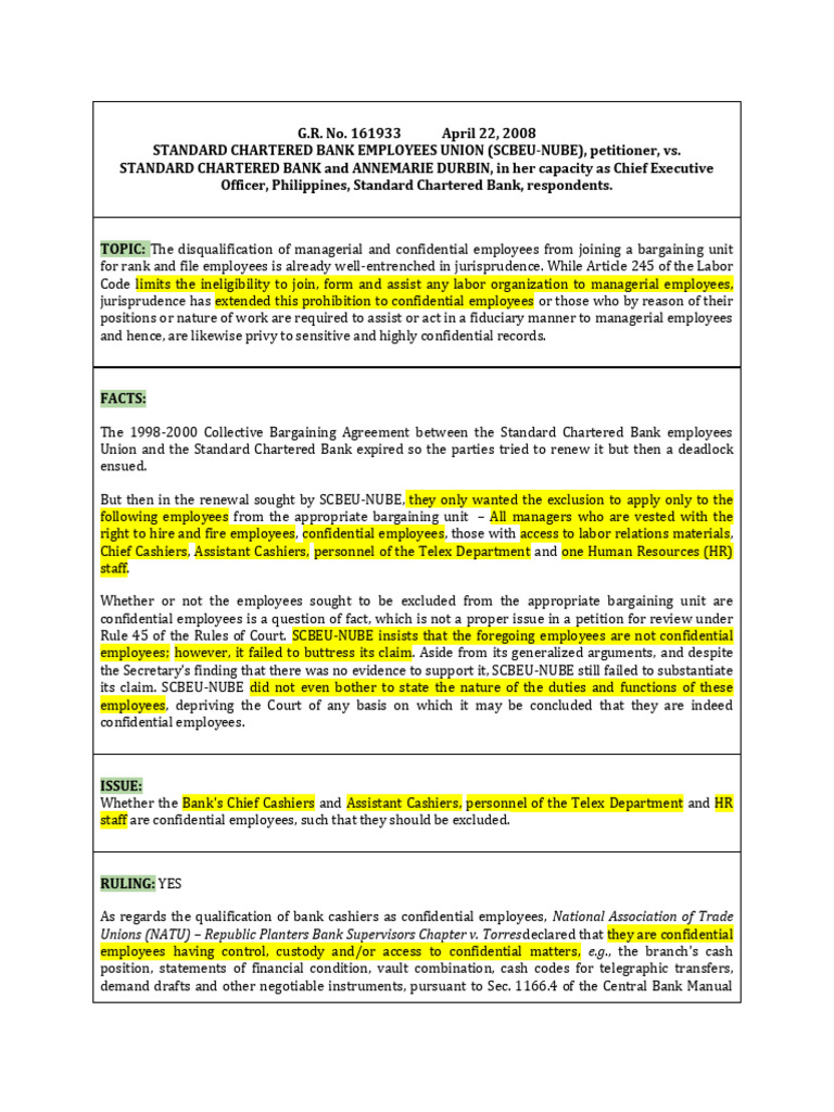 G.R. No. 161933 (STANDARD CHARTERED BANK EMPLOYEES UNION (SCBEU-NUBE ...