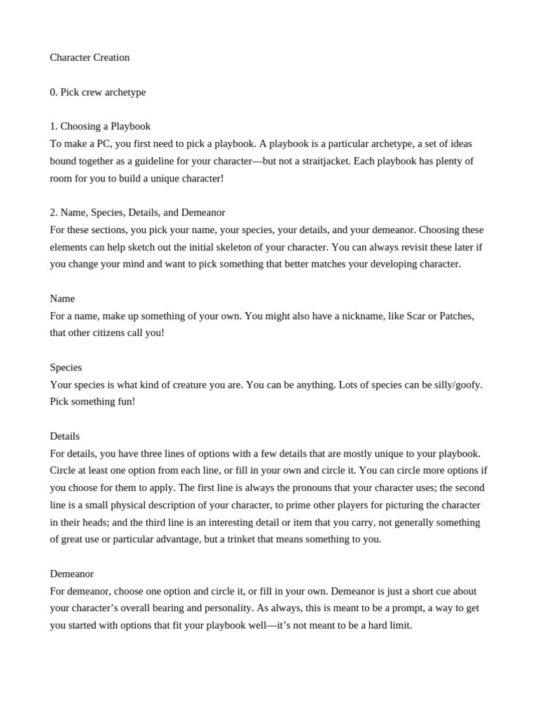 Character Creation | PDF