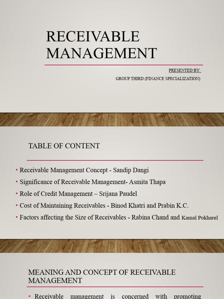 Receivable Management | PDF | Credit | Finance & Money Management