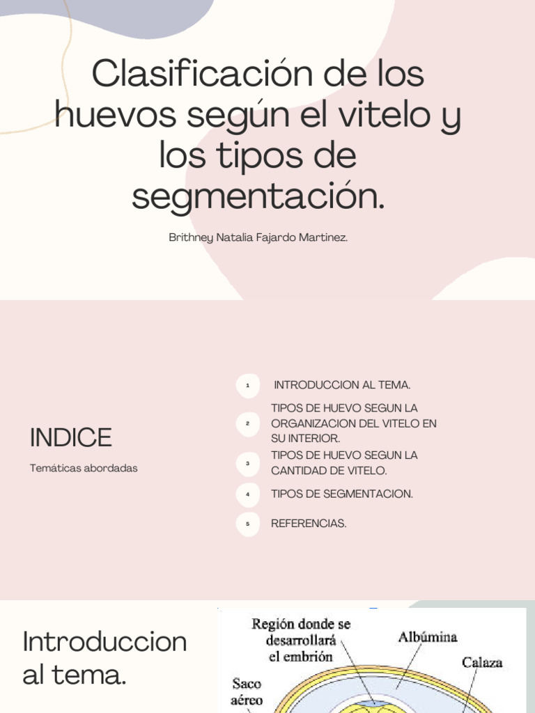 Clasificación de huevos según vitelo | PDF | Interacciones biológicas ...