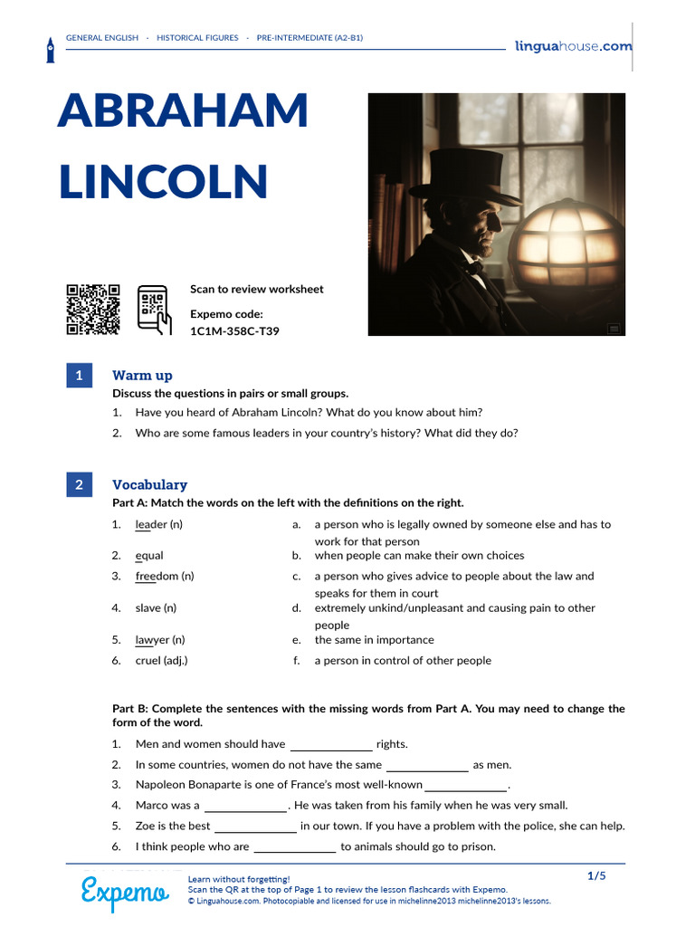 Abraham Lincoln British English Student | PDF | Abraham Lincoln ...
