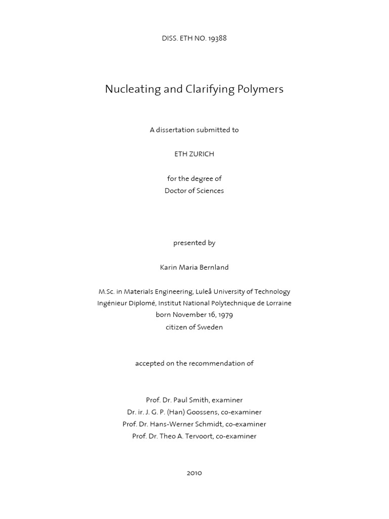Nucleating and Clarifying Polymers - Polymer Technology | PDF ...