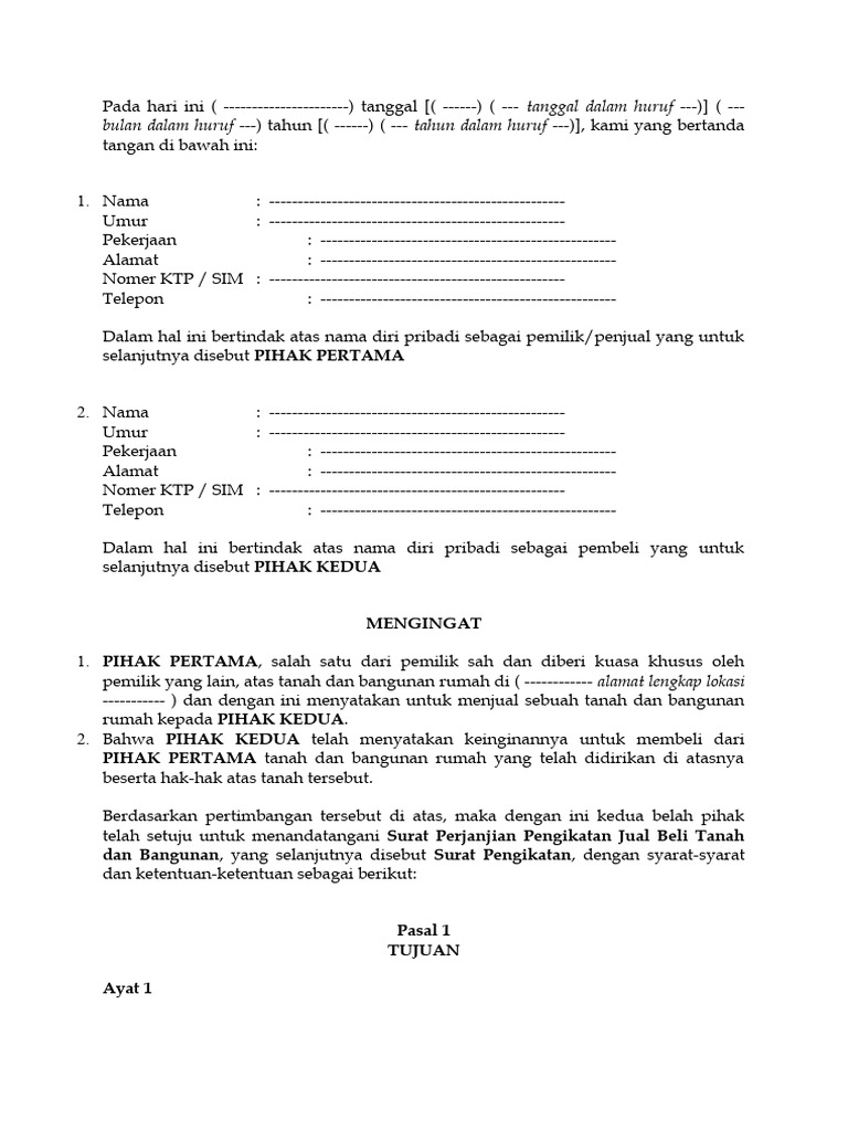 Contoh Surat PPJB Rumah Sederhana | PDF | Pengelolaan Keuangan & Uang