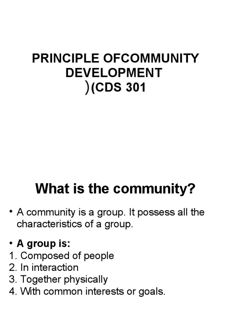 Community Development Lecture 1 Updated | PDF | Community | Social Group