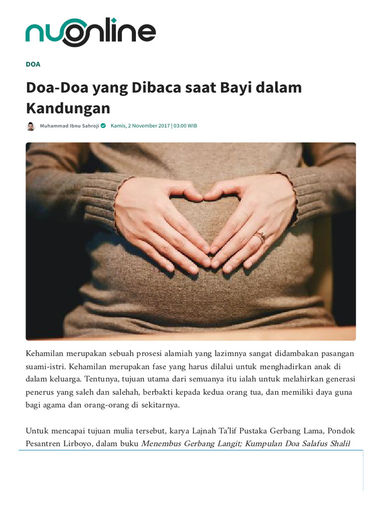 Doa-Doa Yang Dibaca Saat Bayi Dalam Kandungan - NU Online | PDF