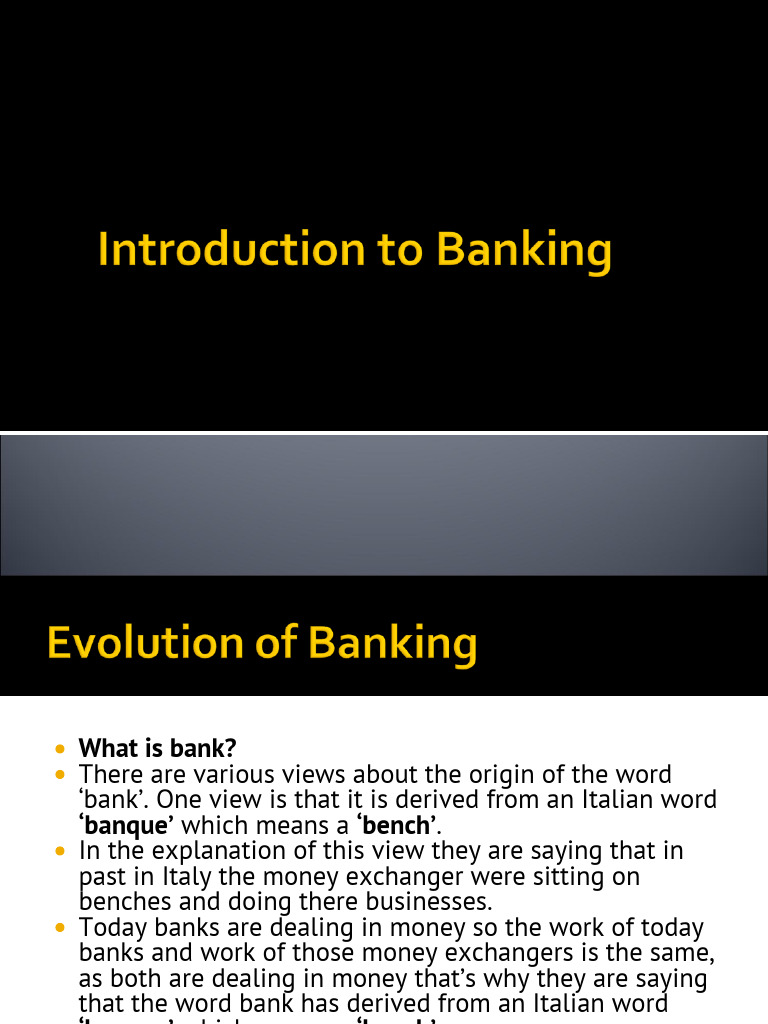 Introduction To Banking | Download Free PDF | Banks | Money
