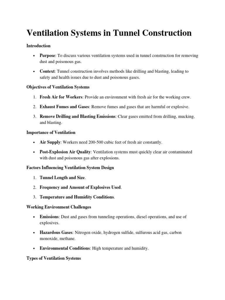 UNIT IV Ventilation Systems in Tunnel Construction | PDF | Ventilation ...