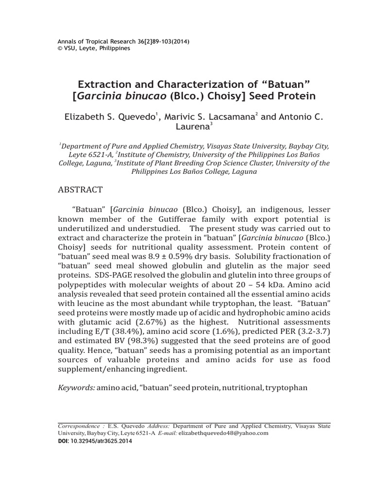 Extraction and Characterization of Batua | PDF | Amino Acid | Proteins