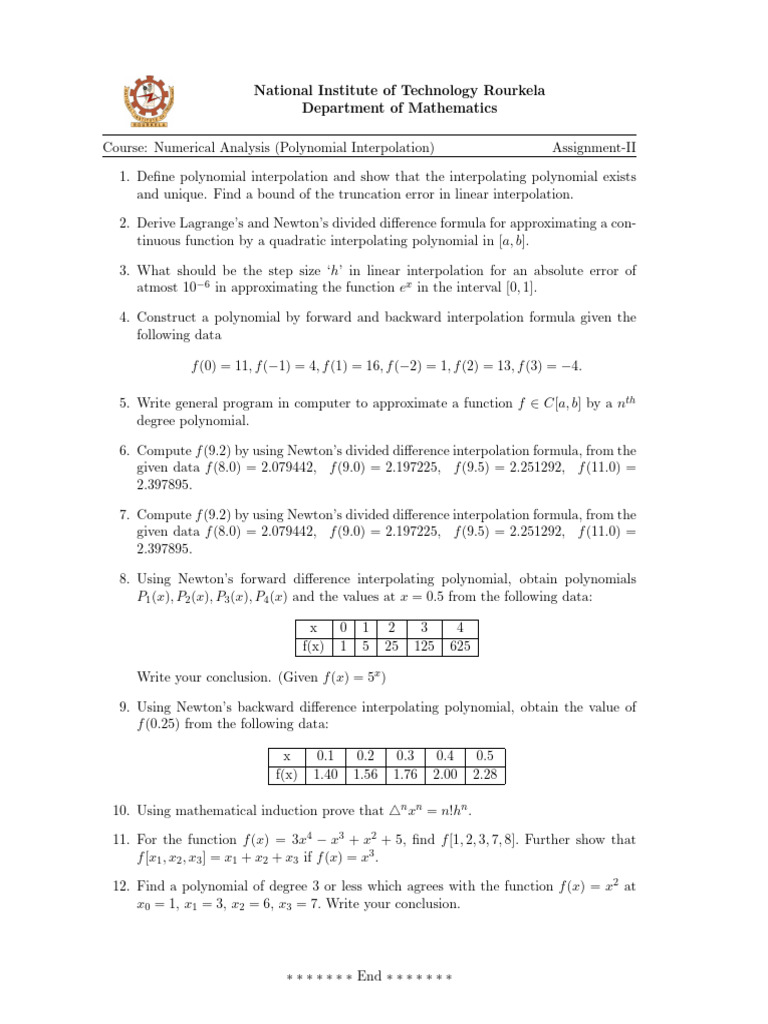 Asgn 2 Interpolation | PDF
