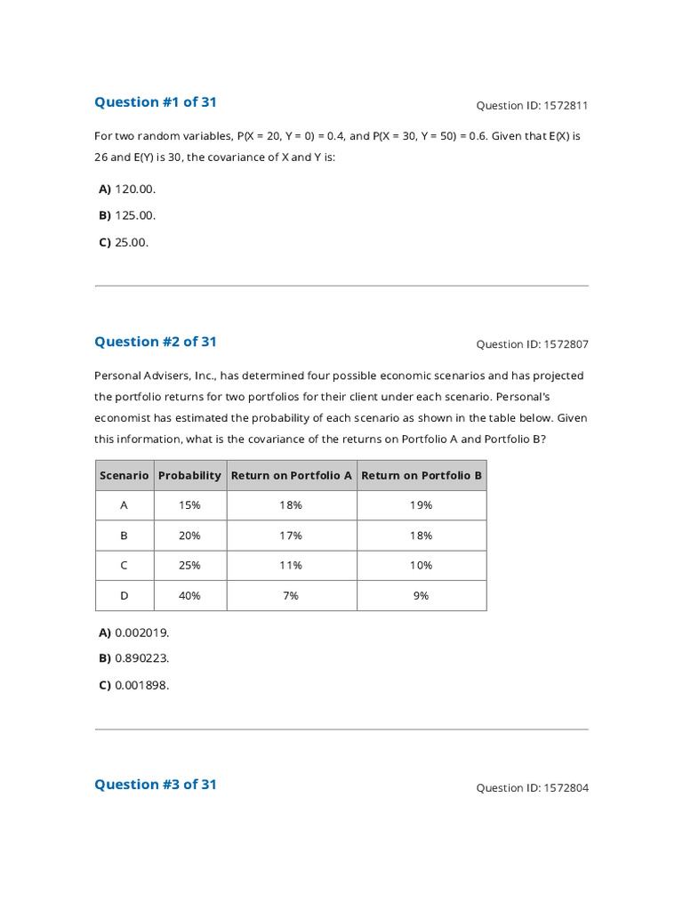 Reading 5 Portfolio Mathematics | PDF | Variance | Standard Deviation