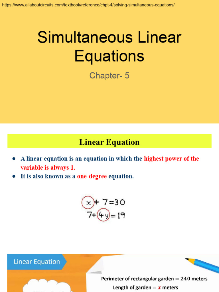 CH 5 - Simultaneous Linear Equations | PDF