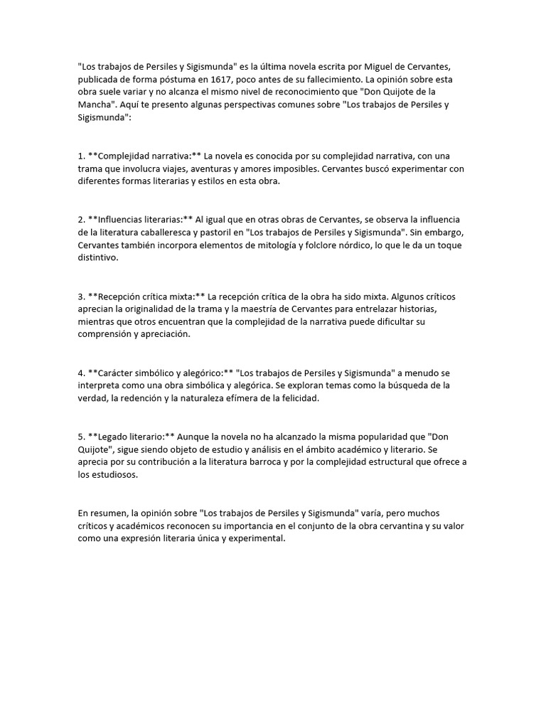 Los Trabajos de Persiles y Sigismunda | PDF