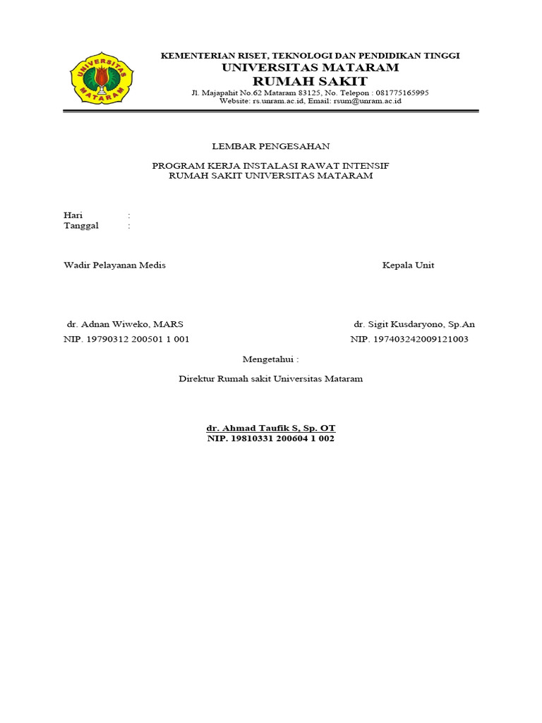 Lembar Pengesahan Program Kerja | PDF