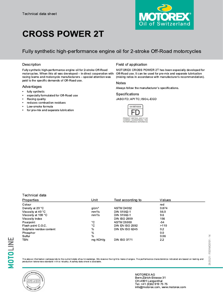 Cross Power 2T - en | PDF | Motor Oil | Materials