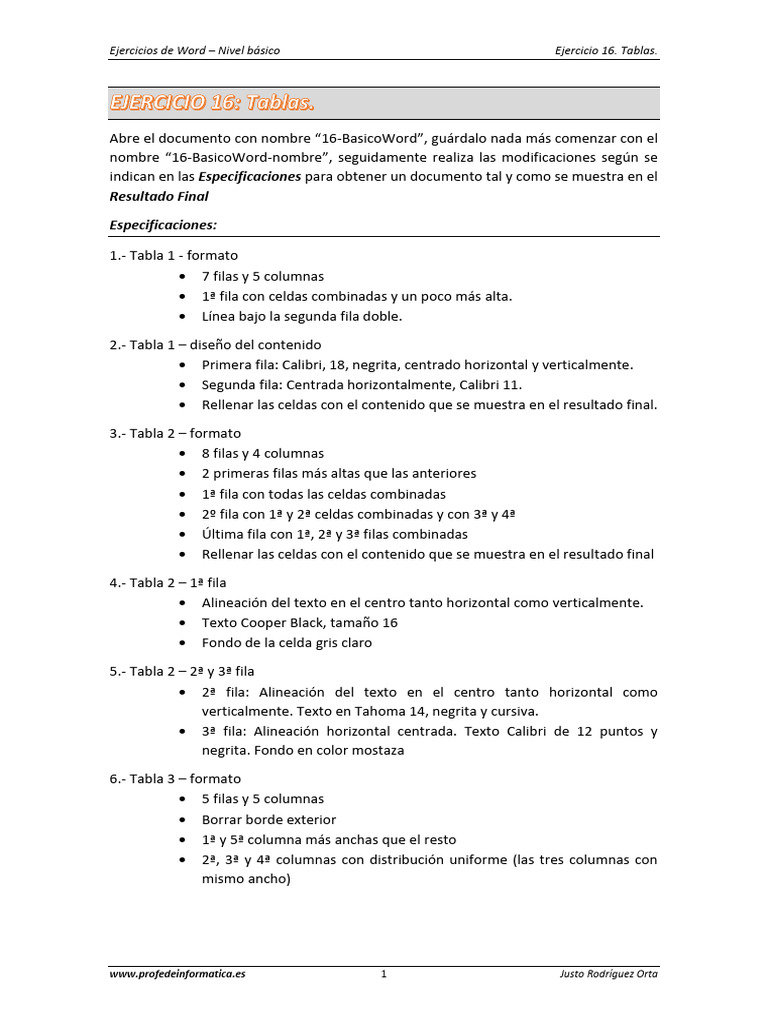 Ejercicios de Tablas en Word Básico | PDF | Hogar, jardinería y bricolaje