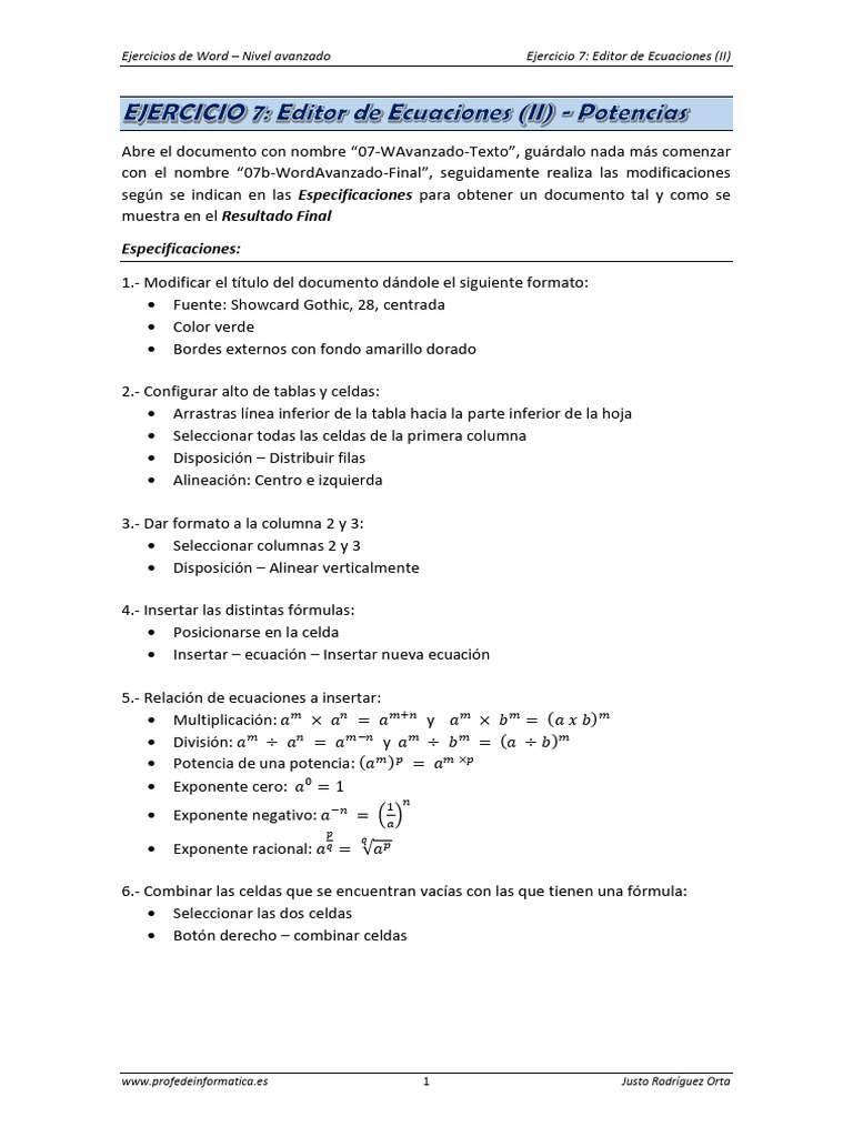 07a WordAv EcuacionesII Potencias | PDF | Métodos y materiales de enseñanza