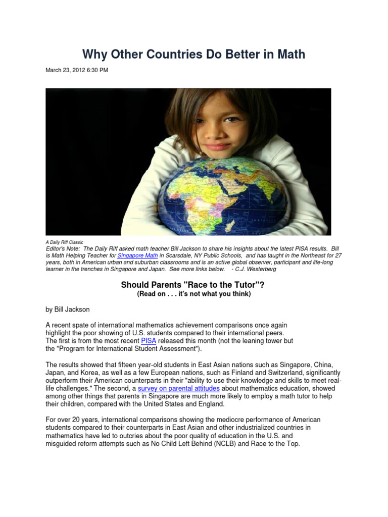 Why Other Countries Do Better in Math | PDF | Teachers | Programme For ...