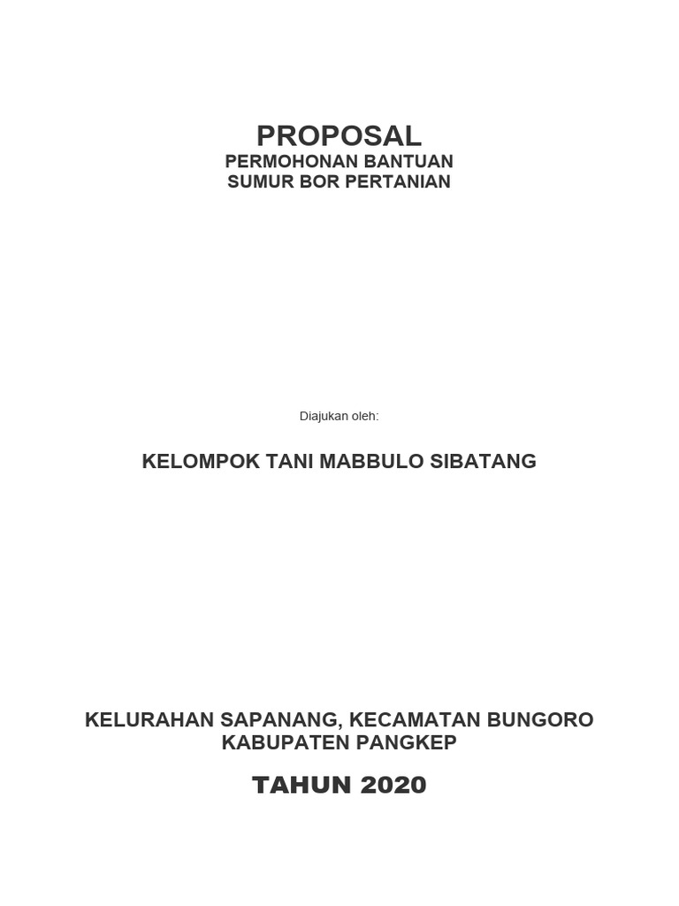 Contoh Proposal Sumur Bor Tani | PDF