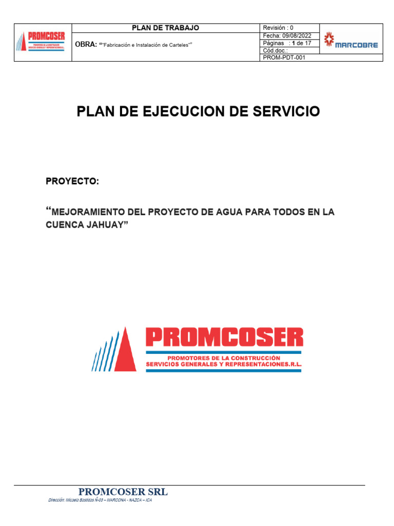 1.-Plan de Ejecucion Fabricacion e Insalacion de Letreros | PDF