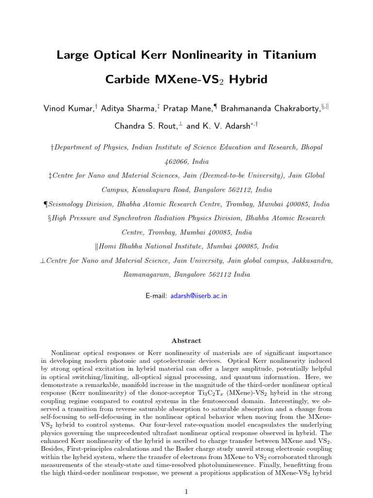 Page 1 | PDF | Nonlinear Optics | Materials Science