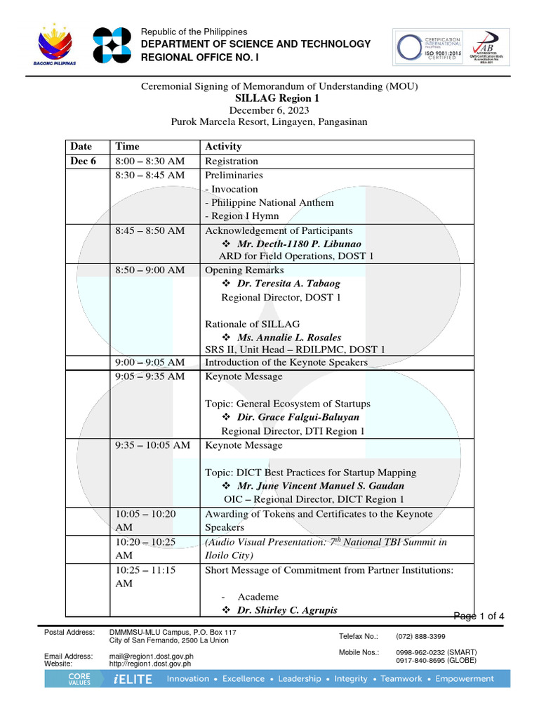 Programme - SILLAG Launching | PDF | Philippines