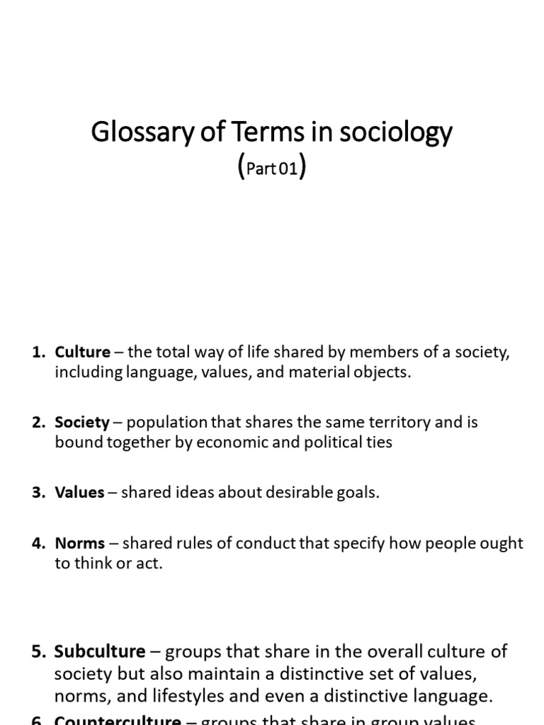 Glossary of Terms in sociology (Part 1)_ | PDF