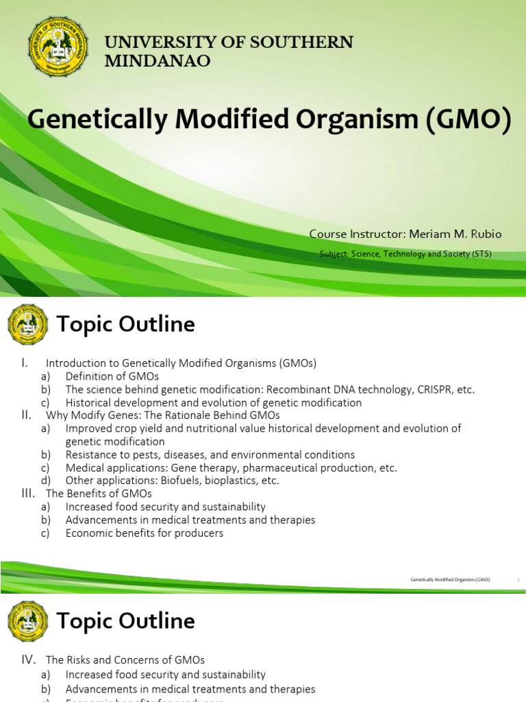 Genetically Modified Organism (GMO) : University of Southern Mindanao ...