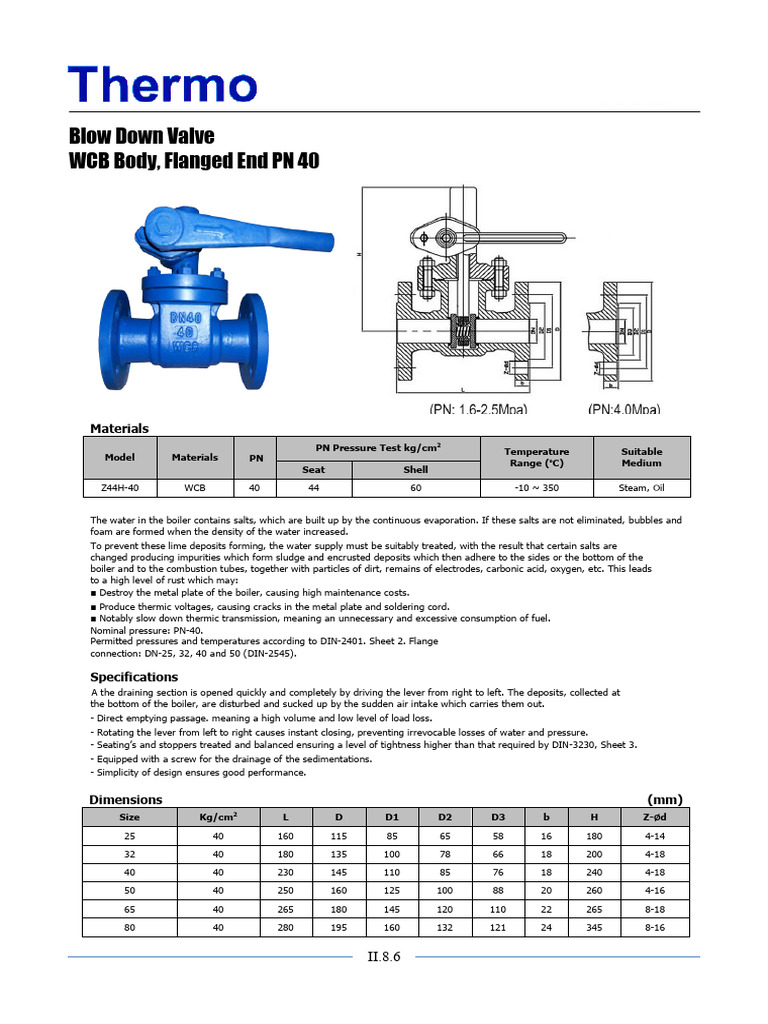 Boiler Blowdown Valve Specifications | PDF | Boiler | Water