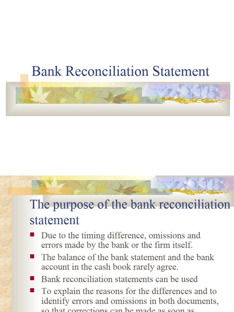 Bank Reconciliation Statement | PDF | Cheque | Banks Bank Reconciliation Statement | PDF | Cheque | Banks