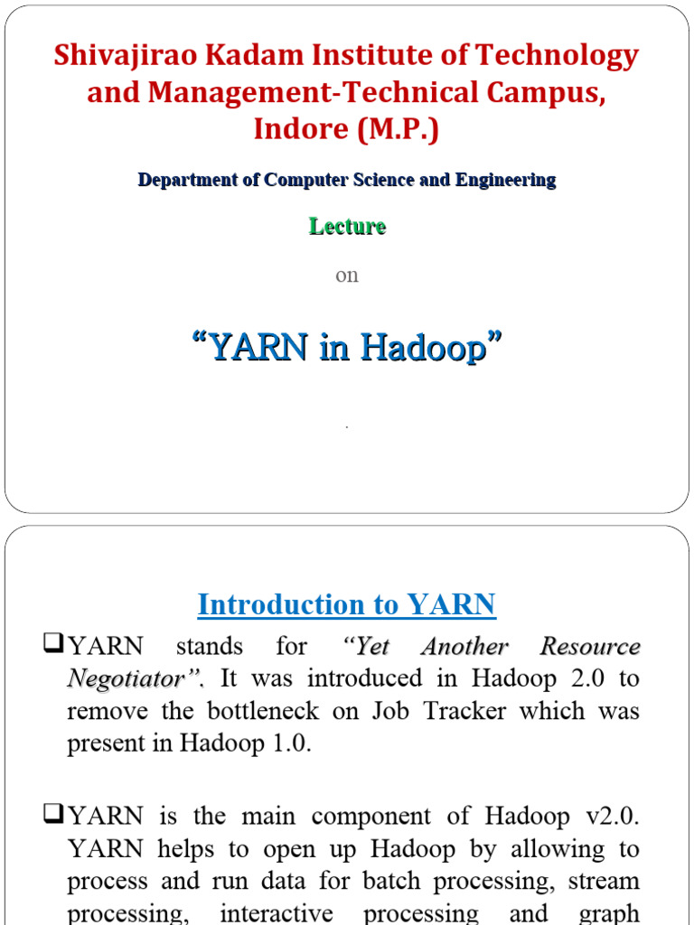 Introduction to YARN | PDF | Apache Hadoop | Map Reduce