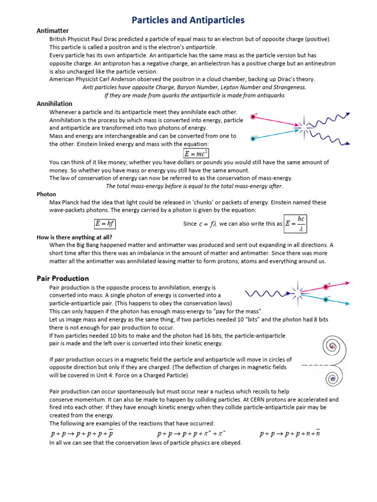 7.3 Particles and Antiparticles | PDF | Particle Physics | Matter