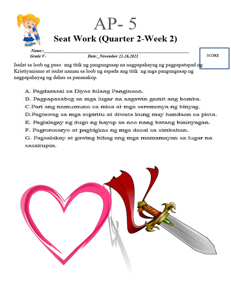 AP5 - Seat Work (Quarter 2-Week 2) | PDF