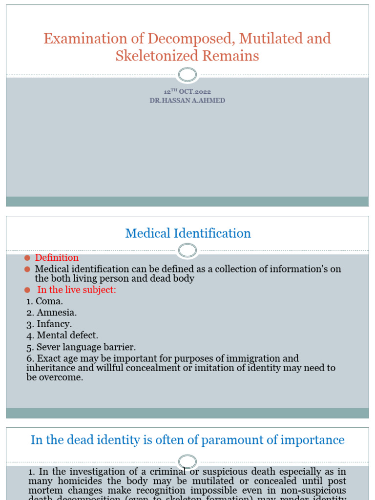 Examination of Decomposed, Mutilated and Skeletonized Remains | PDF ...