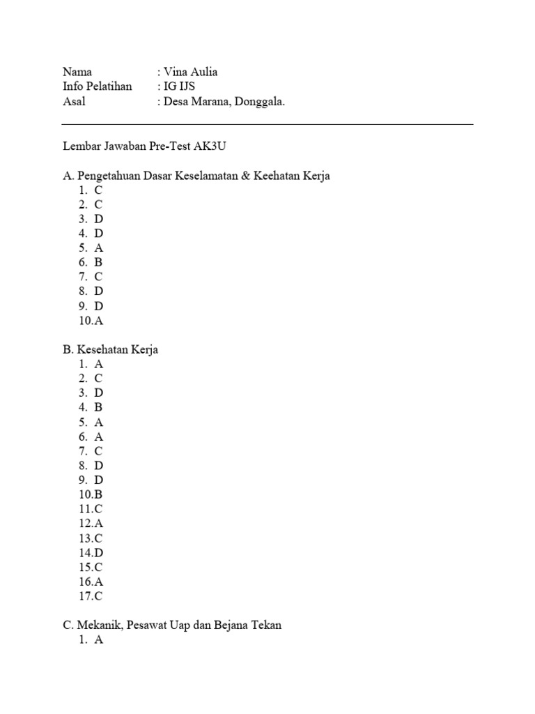 Vina Aulia Pre-Test Ak3u | PDF | Teknologi & Rekayasa
