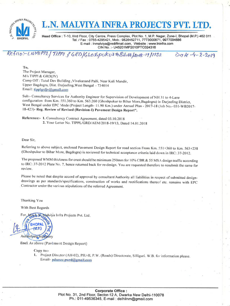 Pavement Design Report-Comment-Rohit-4-2-19 | PDF