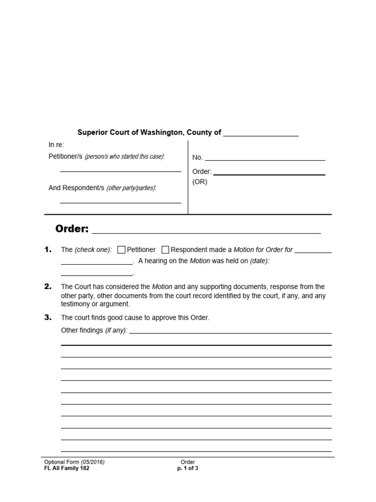 FL All Family 182 Order - Blank | PDF