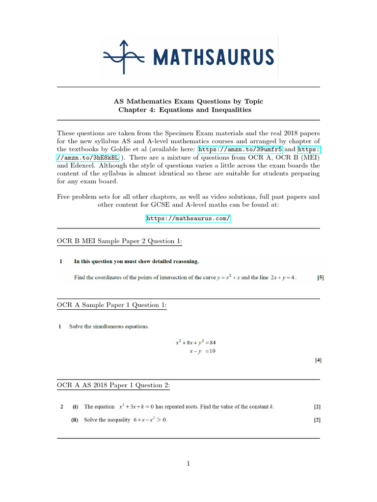AS-Chapter-4 Maths | PDF